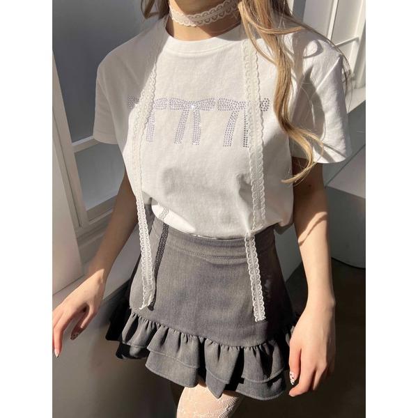 『セール実施中』ZOZO問い合わせ番号:91815708ショップ:WEGO，ウィゴーブランド:PHILLY，フィリー，WEGO，ウィゴー商品名:【PHILLY】ビジューリボンTシャツカテゴリ:トップス>Tシャツ/カットソーブランド品番...