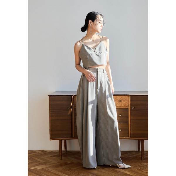 『タイムセール実施中』ZOZO問い合わせ番号:91946473ショップ:bflat，ビーフラットブランド:niana，ニアナ，ANDRESD，アンドレスド商品名:ピンストライプビスチェワイドパンツドレス 2点セット セレモニー 結婚式 二次...