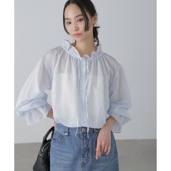 『タイムセール実施中』ZOZO問い合わせ番号:91981461ショップ:FREE'S MART，フリーズマートブランド:FREE'S MART，フリーズマート商品名:◆［MFM］シアーストライプフリルシャツカテゴリ:トップス>シャツ/...