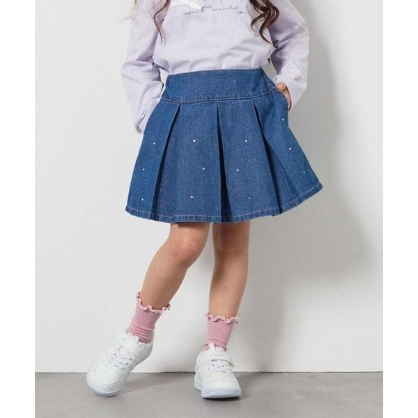 『タイムセール実施中』ZOZO問い合わせ番号:92049012ショップ:a.v.v，アー・ヴェ・ヴェブランド:a.v.v，アーヴェヴェ商品名:[140-150]ビジュー付きデニムタックスカートカテゴリ:スカート>デニムスカートブランド...
