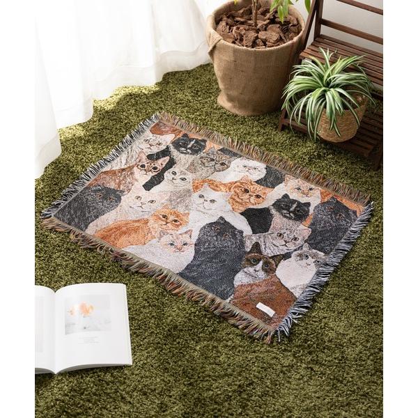 『タイムセール実施中』ZOZO問い合わせ番号:92050677ショップ:ABBEY MARKET，アビーマーケットブランド:Jubilee，ジュビリー商品名:猫柄 ジャガード織 ラグ マット スローケット 50x70cmカテゴリ:インテリア...