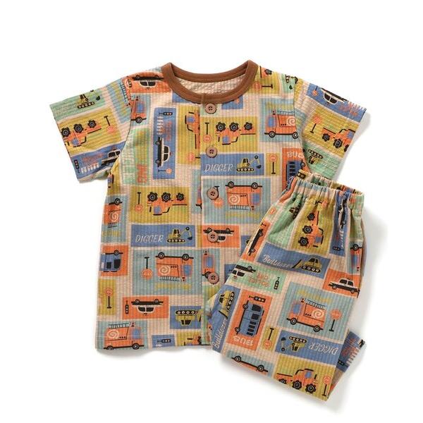 『セール実施中』ZOZO問い合わせ番号:92088833ショップ:F.O.Online Store，エフオーオンラインストアブランド:BREEZE，ブリーズ商品名:【WEB限定/ジュニア対応】はたらくくるまブロック柄前あき半袖パジャマカテゴ...