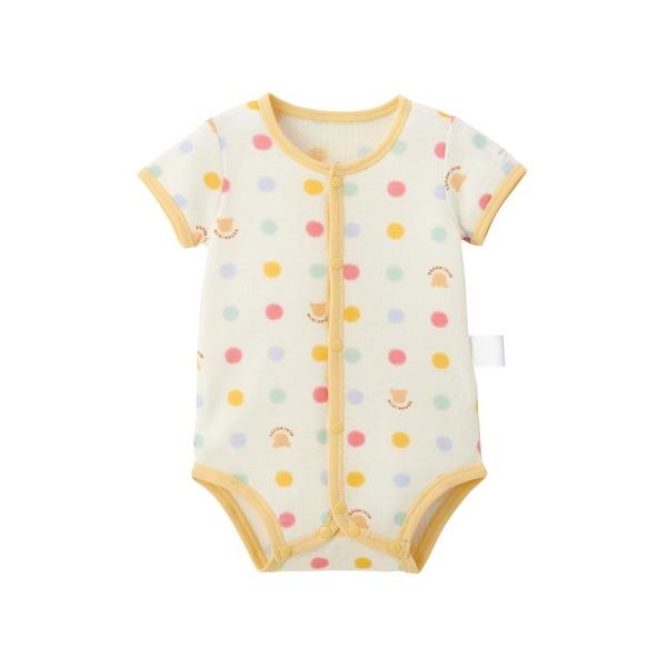 ※このアイテムは返品・交換対象外商品です。ZOZO問い合わせ番号:92151062ショップ:MIKI HOUSE，ミキハウスブランド:MIKI HOUSE，ミキハウス商品名:ピュアベール　マルチドットとブロックロゴ　半袖前あきニットガーゼボ...