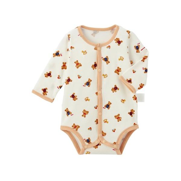 ※このアイテムは返品・交換対象外商品です。ZOZO問い合わせ番号:92151064ショップ:MIKI HOUSE，ミキハウスブランド:MIKI HOUSE，ミキハウス商品名:ピュアベール　ミキハウスベア・ロゴ　長袖前あきフライスボディシャツ...