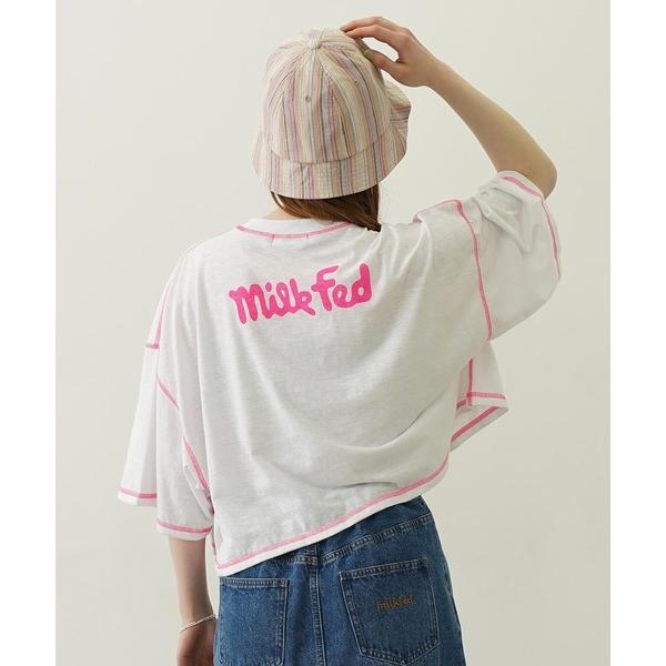 『セール実施中』ZOZO問い合わせ番号:92218583ショップ:MILKFED.，ミルクフェドブランド:MILKFED.，ミルクフェド商品名:COLOR STITCH WIDE S/S TOPカテゴリ:トップス>Tシャツ/カットソー...