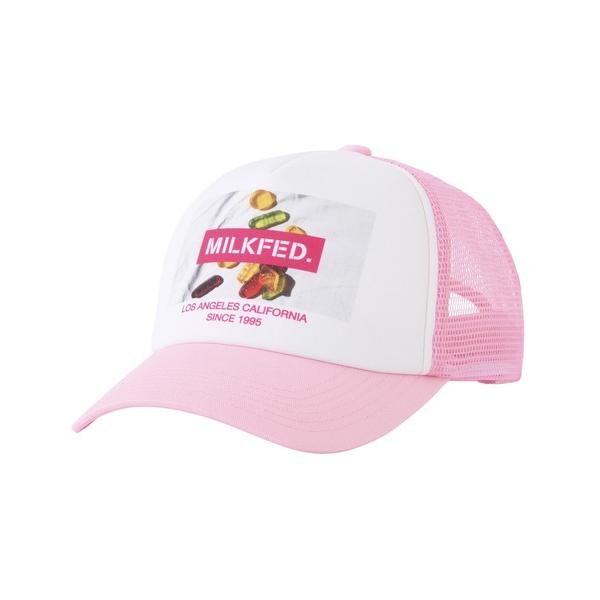 『セール実施中』ZOZO問い合わせ番号:92218615ショップ:MILKFED.，ミルクフェドブランド:MILKFED.，ミルクフェド商品名:SWEETS GRAPHIC PRINT MESH CAPカテゴリ:帽子>キャップブランド...