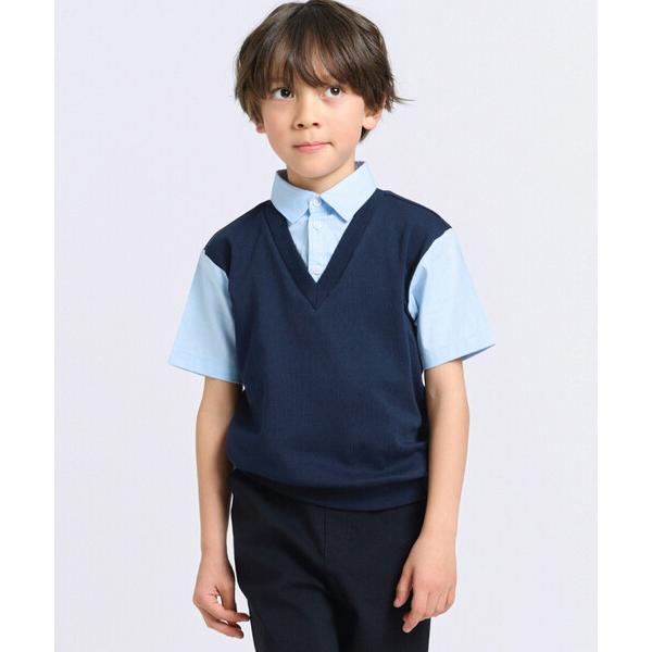 『タイムセール実施中』ZOZO問い合わせ番号:92218933ショップ:COMME CA ISM，コムサイズムブランド:COMME CA ISM，コムサイズム商品名:フェイクレイヤード 半袖シャツ(100-130cm)カテゴリ:トップス&g...