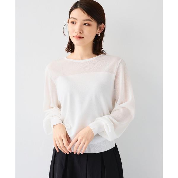 『タイムセール実施中』ZOZO問い合わせ番号:92219646ショップ:cross marche，クロスマルシェブランド:CROSS FUNCTION，クロスファンクション商品名:《洗える》サマナチュラシアー切り替えパフスリーブニットトップ...