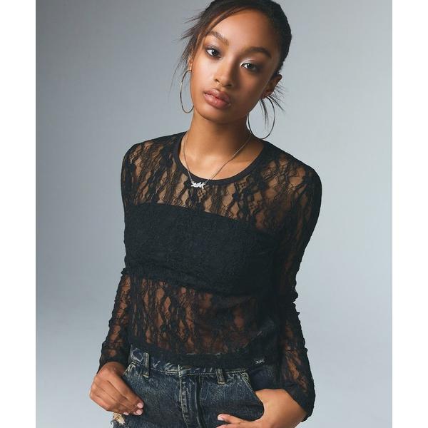 『タイムセール実施中』ZOZO問い合わせ番号:92221796ショップ:X-girl，エックスガールブランド:X-girl，エックスガール商品名:LACE L/S TOPカテゴリ:トップス>Tシャツ/カットソーブランド品番:10525...