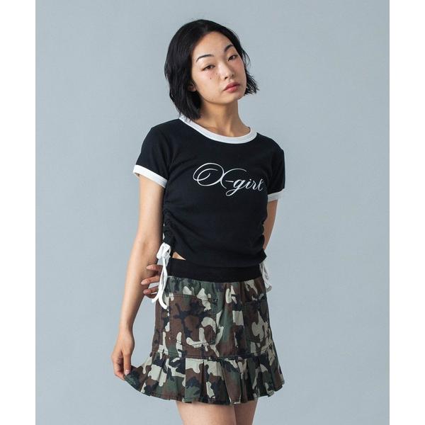 『セール実施中』ZOZO問い合わせ番号:92221809ショップ:X-girl，エックスガールブランド:X-girl，エックスガール商品名:SCRIPT LOGO DRAWSTRING RINGER BABY TEEカテゴリ:トップス&gt...