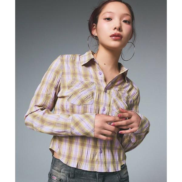 『セール実施中』ZOZO問い合わせ番号:92221827ショップ:X-girl，エックスガールブランド:X-girl，エックスガール商品名:SHIRRED PLAID SHIRTカテゴリ:トップス>シャツ/ブラウスブランド品番:105...