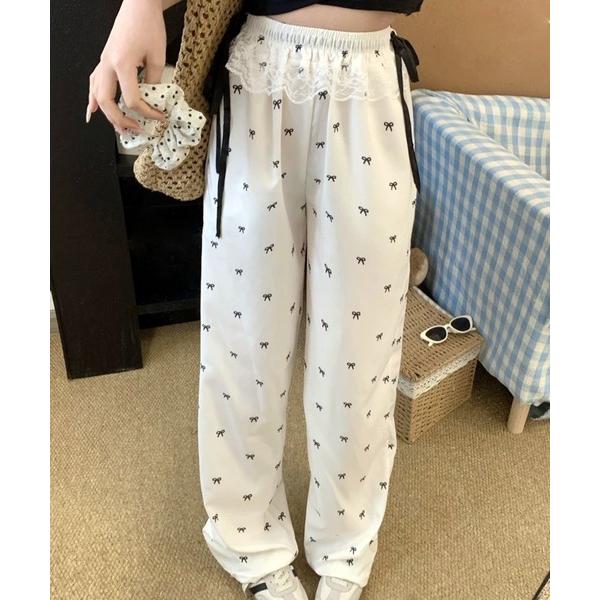 『タイムセール実施中』ZOZO問い合わせ番号:92256637ショップ:WESTSEA，ウエストシーブランド:WESTSEA，ウエストシー商品名:リボン柄 レースフリル付 ワイドパンツカテゴリ:パンツ>その他パンツブランド品番:SEL...