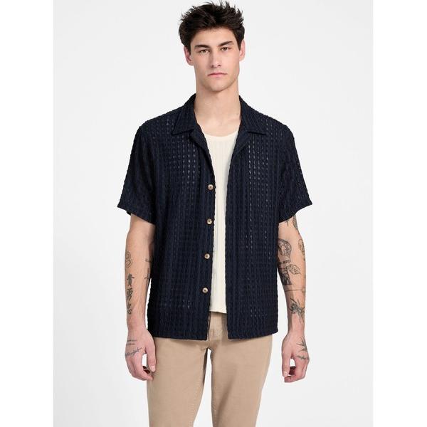 『セール実施中』ZOZO問い合わせ番号:92258791ショップ:GUESS，ゲスブランド:Guess，ゲス商品名:SS Liam Jacquard Knit Shirt 半袖シャツカテゴリ:トップス>シャツ/ブラウスブランド品番:M...