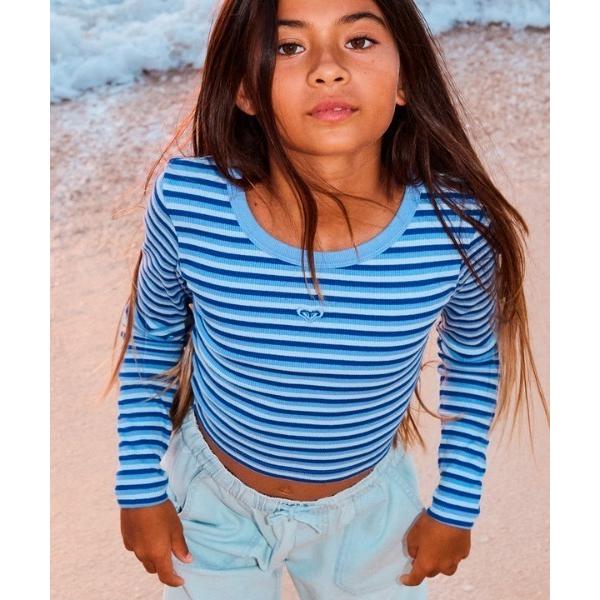 『タイムセール実施中』ZOZO問い合わせ番号:92352095ショップ:ROXY/QUIKSILVER，ロキシー/クイックシルバーブランド:ROXY，ロキシー商品名:HEY YEAH YEAH LS/ロキシーキッズショート丈ボーダー長袖ロン...