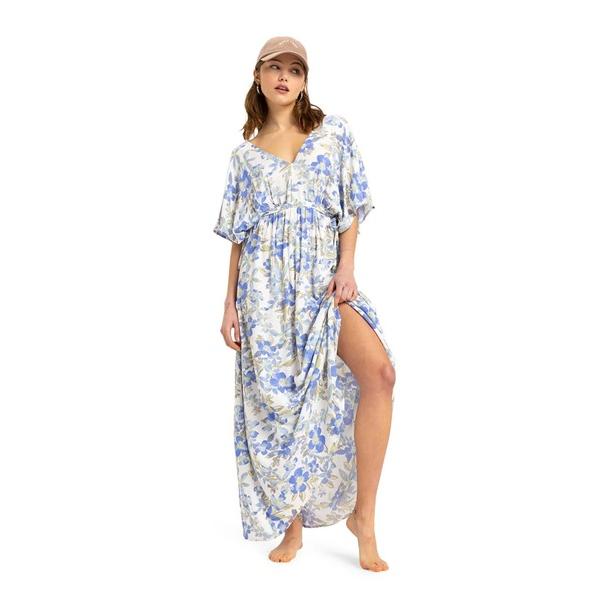 『タイムセール実施中』ZOZO問い合わせ番号:92352113ショップ:ROXY/QUIKSILVER，ロキシー/クイックシルバーブランド:ROXY，ロキシー商品名:SUNBURST MAXI CREPE /ロキシー花柄半袖ロングワンピース...