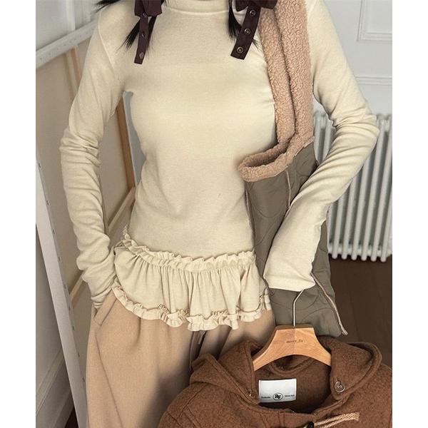 『タイムセール実施中』ZOZO問い合わせ番号:92353663ショップ:CERCA，チェルカブランド:MEMECLE，メメクル商品名:【 MEMECLE / メメクル 】裾フリルレイヤード 長袖トップスカテゴリ:トップス>Tシャツ/カ...