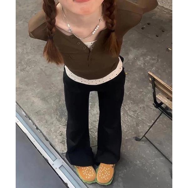 『タイムセール実施中』ZOZO問い合わせ番号:92387382ショップ:VIBGYOR，ヴィブジョーブランド:MEMECLE，メメクル商品名:【 MEMECLE / メメクル 】レイヤード風 ドットスリムカットソーカテゴリ:トップス>...