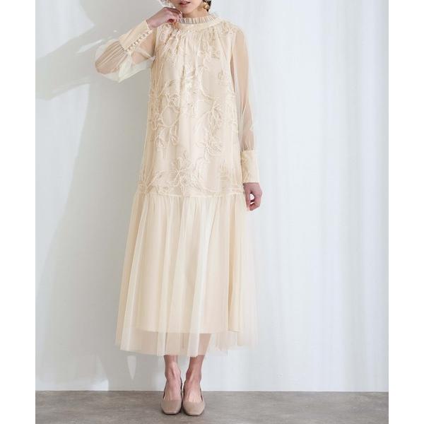 『タイムセール実施中』ZOZO問い合わせ番号:92421817ショップ:PourVous，プールヴーブランド:PourVous，プールヴー商品名:フェザーフラワーチュールパーティードレスセレモニーミモレ丈＆袖あり結婚式二次会フォーマルオケー...