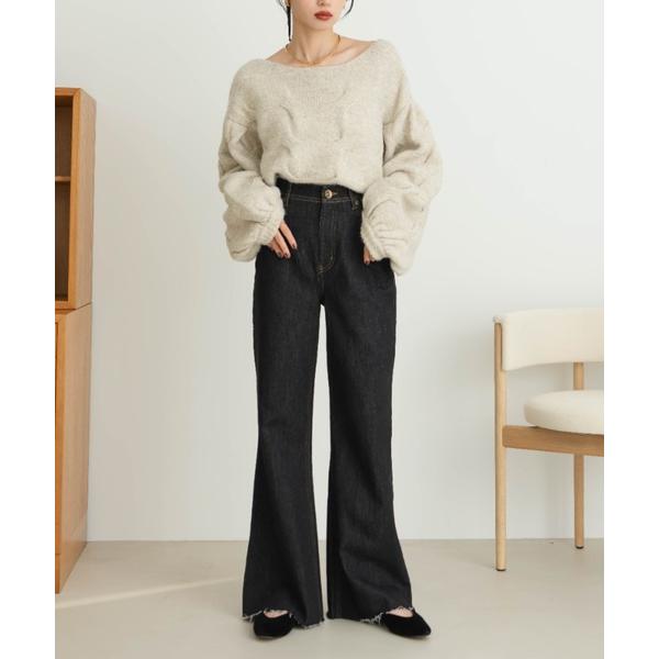 ZOZO問い合わせ番号:92421932ショップ:hinari，ヒナリブランド:hinari，ヒナリ商品名:セミフレアデニムパンツ（裾カット可能）カテゴリ:パンツ>デニムパンツブランド品番:HN00000044素材:綿　72% ポリエ...