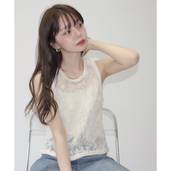 『タイムセール実施中』ZOZO問い合わせ番号:92429174ショップ:Ada.，エイダブランド:Eclat one，エクラワン，Ada.，エイダ商品名:【Eclat one】コードレース デザイン タンクトップカテゴリ:トップス>タ...