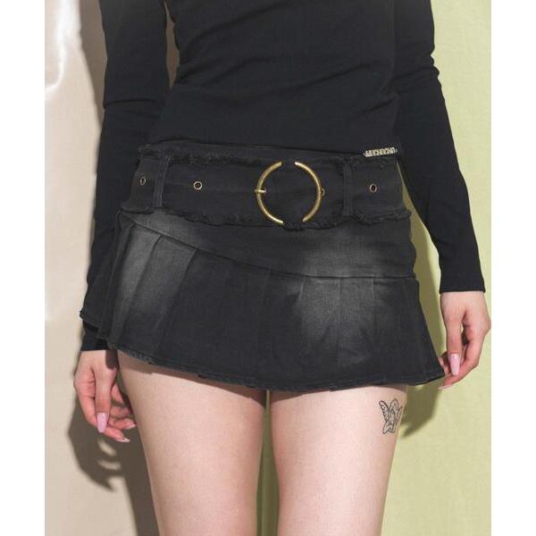 『タイムセール実施中』ZOZO問い合わせ番号:92564451ショップ:WEGO，ウィゴーブランド:DISPARK，ディスパーク，WEGO，ウィゴー商品名:DISPARK/フリンジベルト付きプリーツデニムミニスカートカテゴリ:スカート&gt...