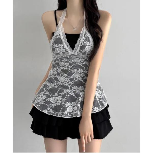 『セール実施中』ZOZO問い合わせ番号:92564663ショップ:gossip！ロサンゼルス，ゴシップロサンゼルスブランド:gossip！ロサンゼルス，ゴシップロサンゼルス商品名:Y2K  25SS 総レース フリル ワンピースカテゴリ:ト...