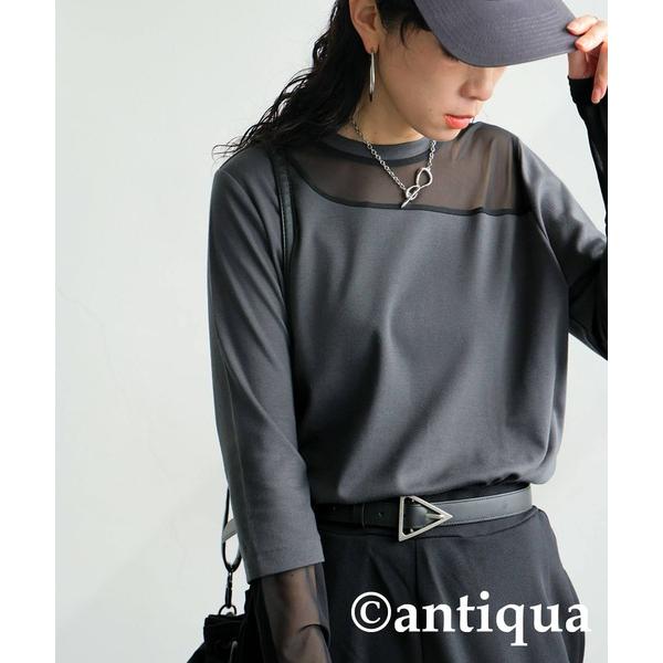 『タイムセール実施中』ZOZO問い合わせ番号:92631753ショップ:antiqua，アンティカブランド:antiqua，アンティカ商品名:シアー切り替え 長袖 ロンTカテゴリ:トップス>Tシャツ/カットソーブランド品番:PN-00...