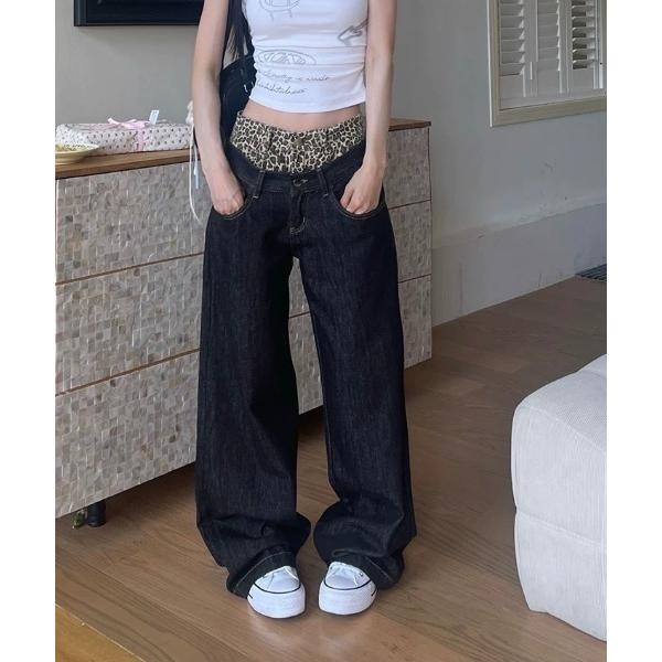 ZOZO問い合わせ番号:92631882ショップ:UP START，アップスタートブランド:UP START，アップスタート商品名:【LAMPOON】レイヤードヒョウ柄デニムパンツカテゴリ:パンツ>デニムパンツブランド品番:LP020...