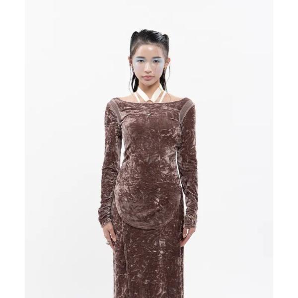 『セール実施中』ZOZO問い合わせ番号:92634073ショップ:Seivson，セイヴソンブランド:Seivson，セイヴソン商品名:【Seivson】光沢布とネットレースのパッチワークベロアトップスカテゴリ:トップス>Tシャツ/カ...