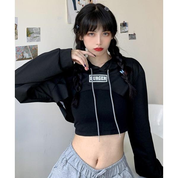 『セール実施中』ZOZO問い合わせ番号:92667442ショップ:VIBGYOR，ヴィブジョーブランド:VIBGYOR，ヴィブジョー商品名:[NARULA/ナルラ]バイカラー ショート丈 フード付き ロンT(CZ)カテゴリ:トップス>...