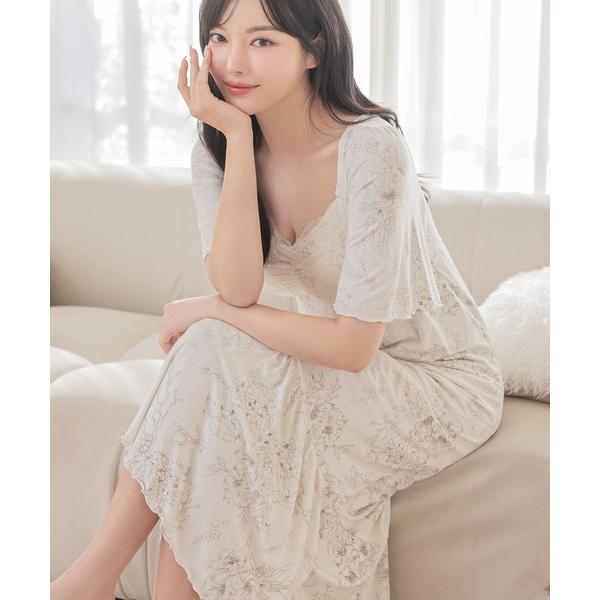 『タイムセール実施中』ZOZO問い合わせ番号:92668371ショップ:tu-hacci，ツーハッチブランド:tu-hacci，ツーハッチ商品名:《ラクシアスリープ》ナイトブラワンピース 半袖ロング丈/花柄カテゴリ:ルームウェア>ルー...