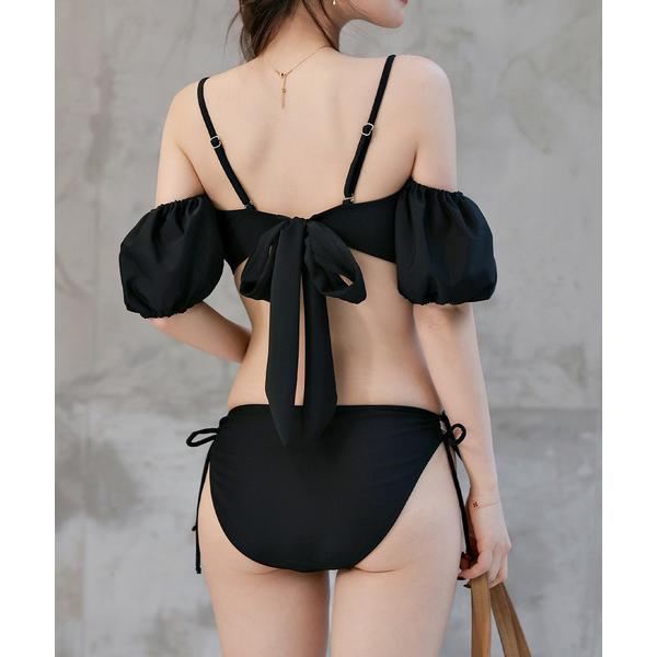 ※このアイテムは返品・交換対象外商品です。ZOZO問い合わせ番号:92731400ショップ:TeddyShop，テディショップブランド:TeddyShop，テディショップ商品名:レディース水着 パフスリ風バックリボンオフショルビキニ 上下2...