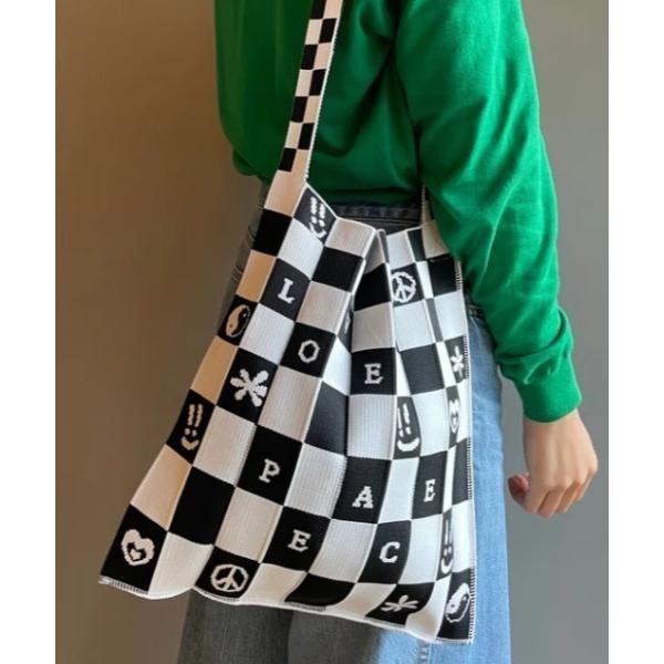 ZOZO問い合わせ番号:92767164ショップ:KNT365，ケイエヌティサンロクゴブランド:KNT365，ケイエヌティサンロクゴ商品名:Knitty Block Checkカテゴリ:バッグ>トートバッグブランド品番:KNB005-...