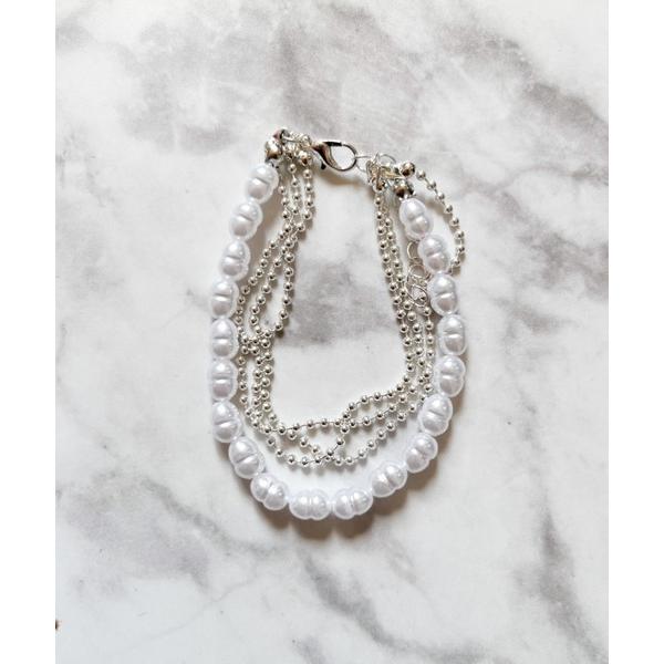 ZOZO問い合わせ番号:92767904ショップ:Newport，ニューポートブランド:yu-ka，ユーカ，Newport，ニューポート商品名:YU-KA:パール×シルバーチェーンブレスレット Perl x silver chain bra...