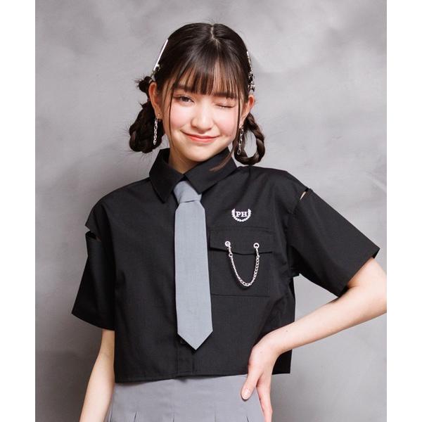 ZOZO問い合わせ番号:92772279ショップ:BABYDOLL，ベビードールブランド:PINKHUNT，ピンクハント商品名:PINKHUNT ピンクハント ネクタイ付き ショート丈 シャツ 0605Kカテゴリ:トップス>シャツ/ブ...