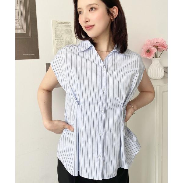 『セール実施中』ZOZO問い合わせ番号:92772332ショップ:moment+，モーメントプラスブランド:moment+，モーメントプラス商品名:スキッパーフレンチスリーブウエストタックシャツカテゴリ:トップス>シャツ/ブラウスブラ...