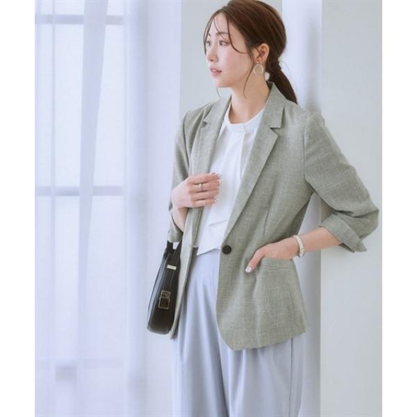 ZOZO問い合わせ番号:92806404ショップ:nissen，ニッセンブランド:7days Life Styling，セブンデイズライフスタイリング商品名:【選べるノーカラー/テーラード】洗える麻調合繊７分袖ストレッチジャケット（接触冷感...