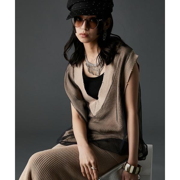 『タイムセール実施中』ZOZO問い合わせ番号:92807534ショップ:SMILE LAND，スマイルランドブランド:GEVS.，ジェイヴィス，SMILE LAND，スマイルランド商品名:チュール使いニットベスト＜大きいサイズ有＞GEVS....