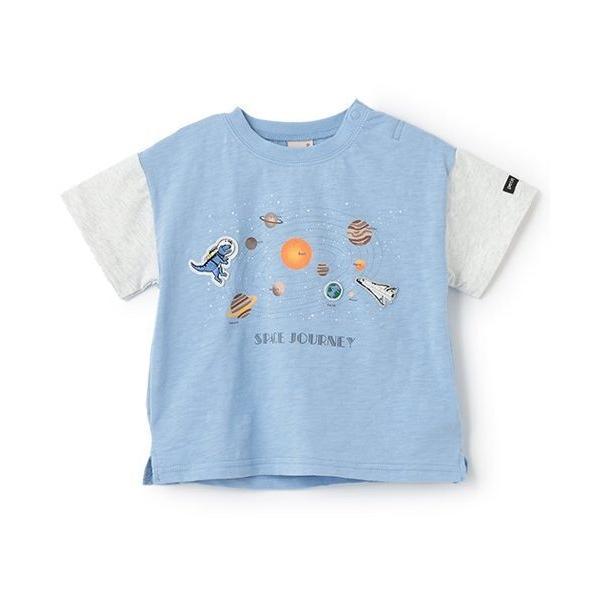 『セール実施中』ZOZO問い合わせ番号:92906073ショップ:petit main，プティマインブランド:petit main，プティマイン商品名:【防汚加工】宇宙グラフィック半袖Tシャツカテゴリ:トップス>Tシャツ/カットソーブ...