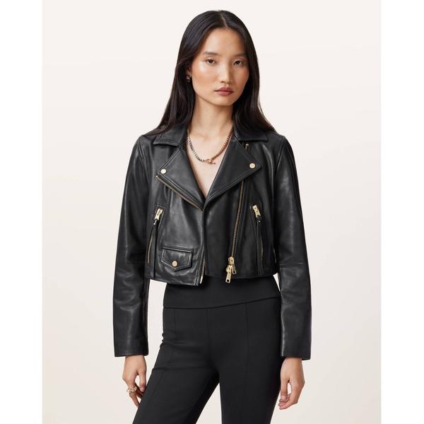 『セール実施中』ZOZO問い合わせ番号:92907205ショップ:ALLSAINTS，オールセインツブランド:ALLSAINTS，オールセインツ商品名:ELORA CROPPED SLIM LEATHER BIKER JACKET | EL...