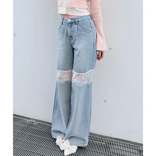 ZOZO問い合わせ番号:92943189ショップ:one way，ワンウェイブランド:NOMAE，ノーマエ，one way，ワンウェイ商品名:レーススイッチングデニムカテゴリ:パンツ>デニムパンツブランド品番:5853081070/5...