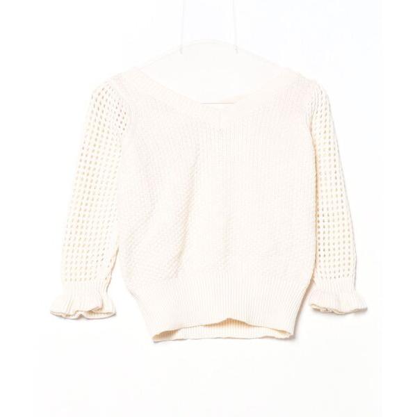 『セール実施中』参考価格：8，140円発売時期：2017年07月コンディション：A（使用感なし）数回使用した程度で使用感が感じられないアイテム参考商品名：地柄袖透かし編みニット参考品番：0057309ZOZO問い合わせ番号:92970741...