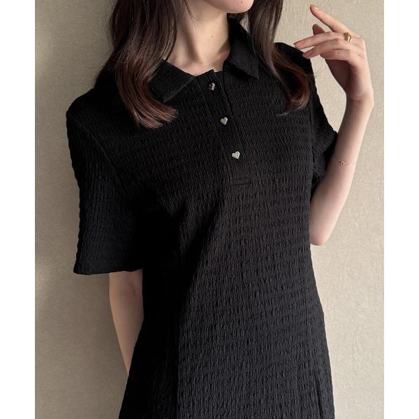 ZOZO問い合わせ番号:92977667ショップ:junoah，ジュノアブランド:junoah，ジュノア商品名:ハートボタンストレッチジャガードポロワンピースカテゴリ:ワンピース/ドレス>ワンピースブランド品番:fram0205k-5...