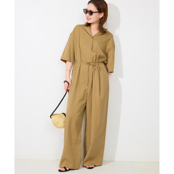 ZOZO問い合わせ番号:92978569ショップ:IENA，イエナブランド:SLOBE IENA，スローブイエナ商品名:ハーフスリーブオールインワンカテゴリ:オールインワン・サロペット>つなぎ/オールインワンブランド品番:250309...