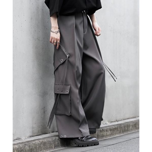 ZOZO問い合わせ番号:93011421ショップ:LILL，リルブランド:LILL，リル商品名:ハイウエストドレープワイド袴アイレットスラントポケットカーゴパンツカテゴリ:パンツ>カーゴパンツブランド品番:lin250080素材:ポリ...