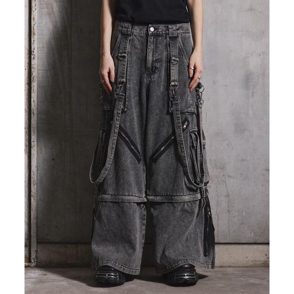 ZOZO問い合わせ番号:93011481ショップ:LILL，リルブランド:ERAR，エラー商品名:【ERAR】3wayルーズシルエットハイギミックサスペンダーカーゴデニムパンツカテゴリ:パンツ>カーゴパンツブランド品番:er25067...
