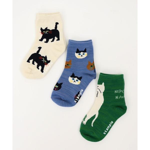 ※このアイテムは返品・交換対象外商品です。ZOZO問い合わせ番号:93012648ショップ:MAZEMAZE，マゼマゼブランド:stample，スタンプル商品名:ネコばっかり　ショートソックス 【3足セット】カテゴリ:レッグウェア>ソ...