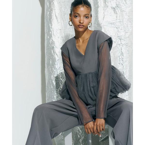 『タイムセール実施中』ZOZO問い合わせ番号:93112931ショップ:ANDRESD，アンドレスドブランド:ANDRESD，アンドレスド商品名:ペプラムチュールセットアップパンツドレス / peplum tulle set up pant...