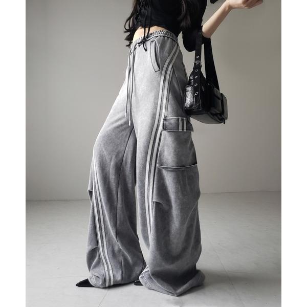 ZOZO問い合わせ番号:93113607ショップ:me+em select，ミームセレクトブランド:me+em select，ミームセレクト商品名:【 ２color ／裾絞り可能２WAY 】ピグメントヴィンテージサイドラインタックワイドスウ...