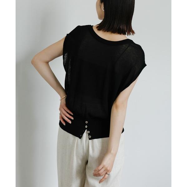 ZOZO問い合わせ番号:93113905ショップ:select MOCA，セレクトモカブランド:select MOCA Et，セレクトモカエト商品名:【Et】Double-Front Slit Button Sheer Knit Topsカ...